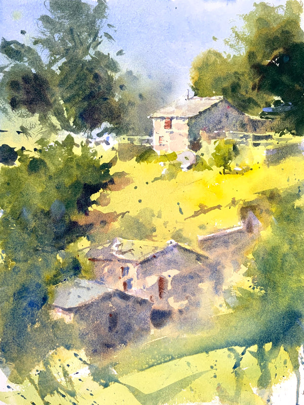 Buildings In A Field - Tom Shepherd Art